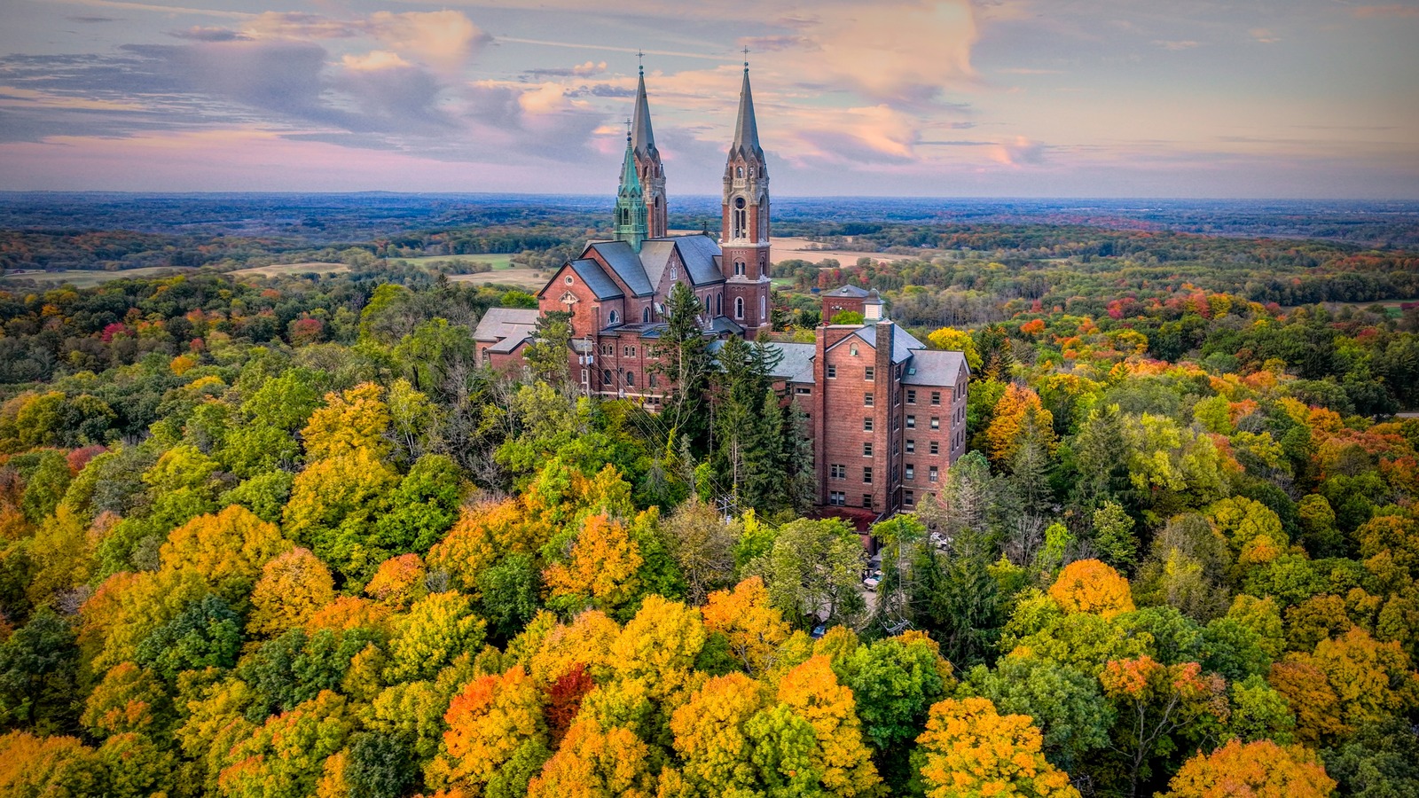 Wisconsin's Historic Holy Hill Basilica Is Surrounded By Stunning Foliage