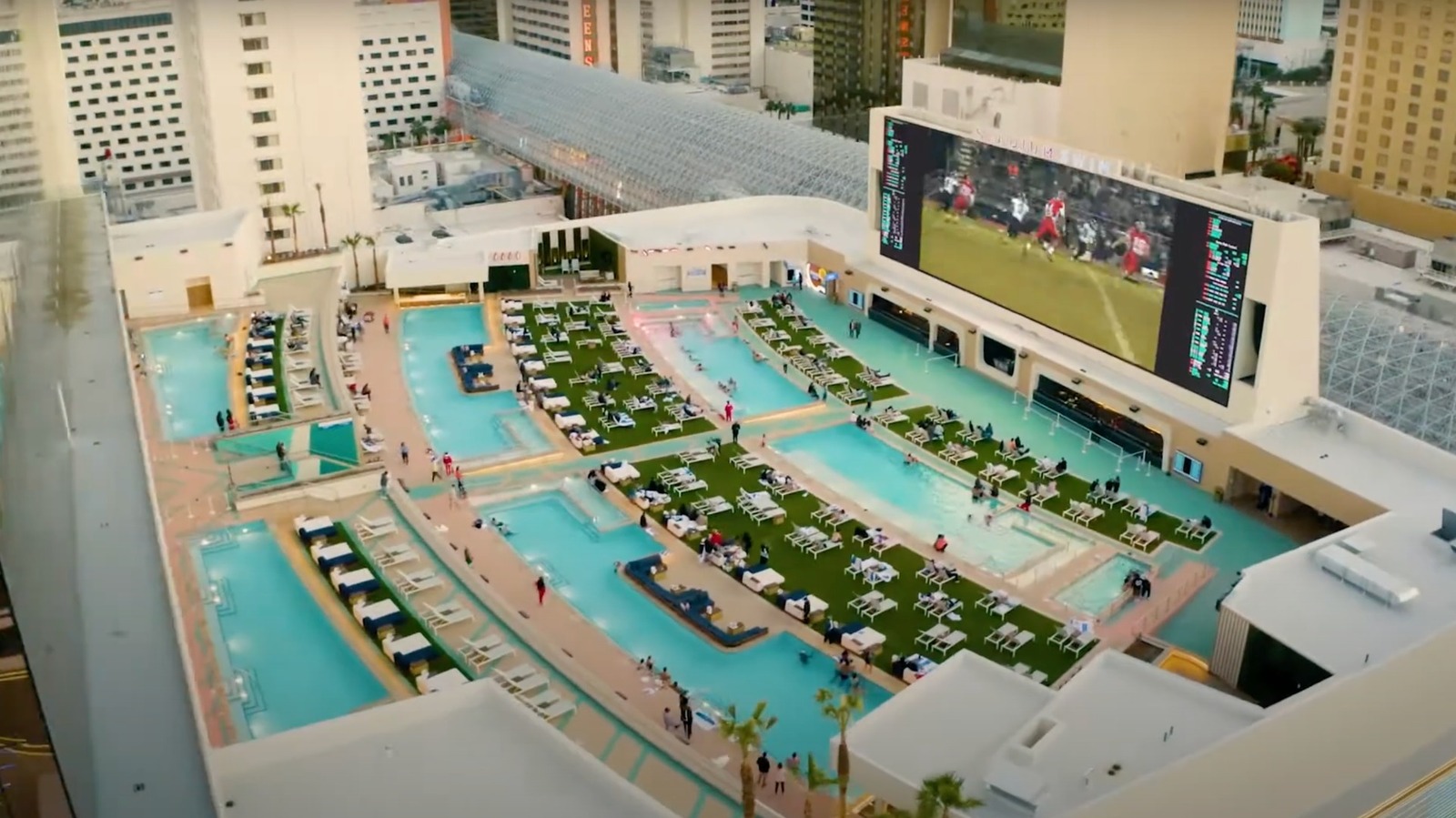 One Of The Largest Pools In Vegas Is An Ultra-Luxe Rooftop Sports Hub With Nonstop Energy