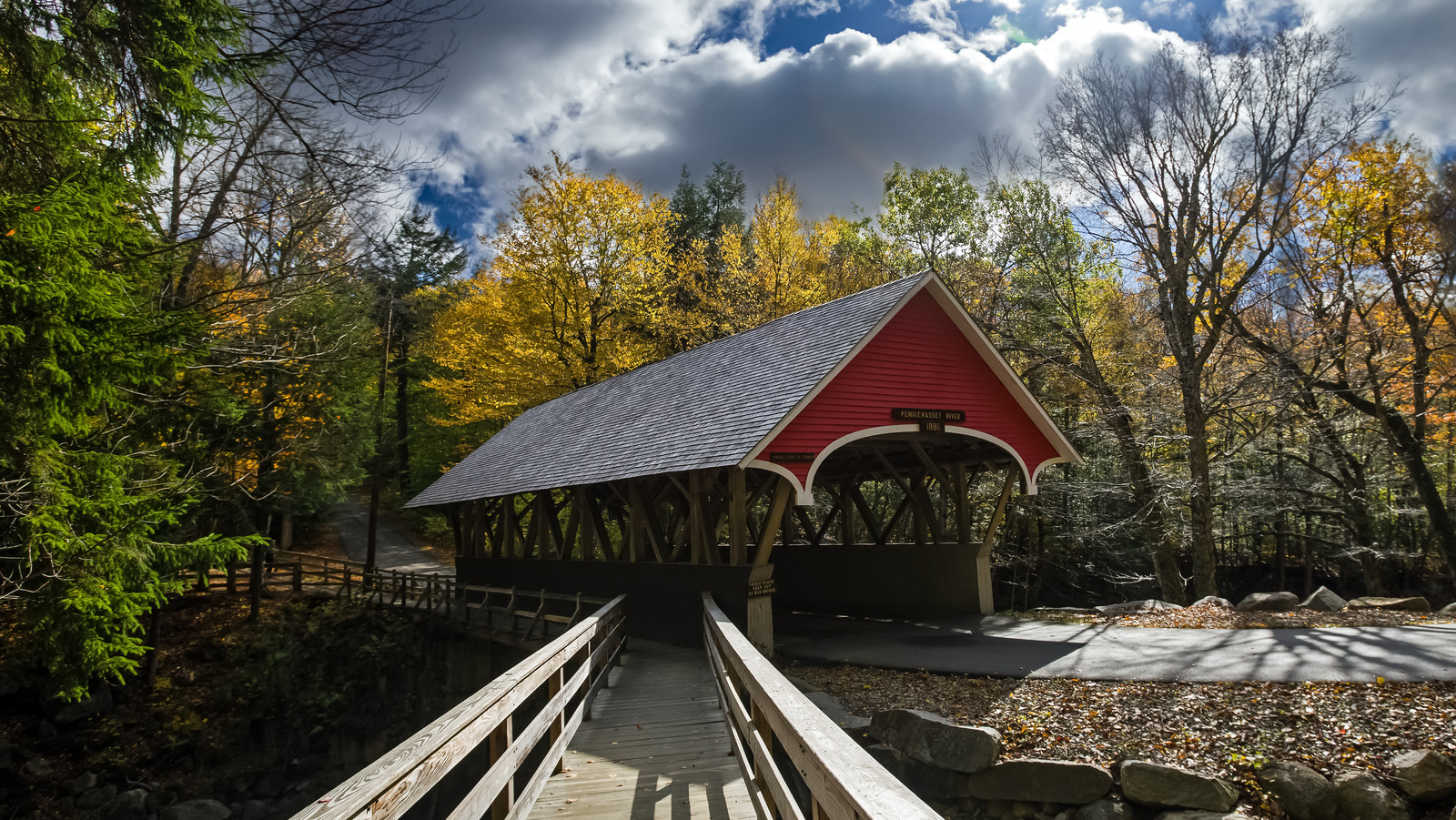 See Waterfalls And Covered Bridges Painted In Foliage On One Of New ...